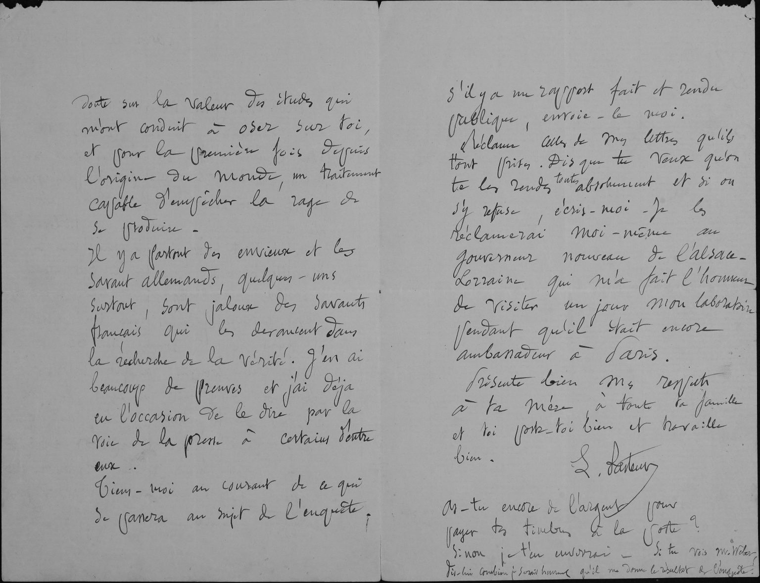 Un courrier de Louis Pasteur – Clés pour l'histoire, ressources de ...